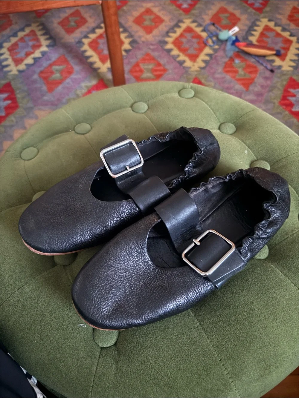 Vagabond | Shoes | Vagabond Black Leather Buckle Scrunch Ballerina ...